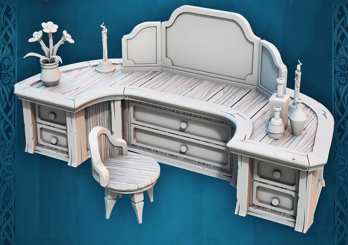 STL Fantasy Props 2 - FP2102 - Dressing Table| AQ Hobbies
