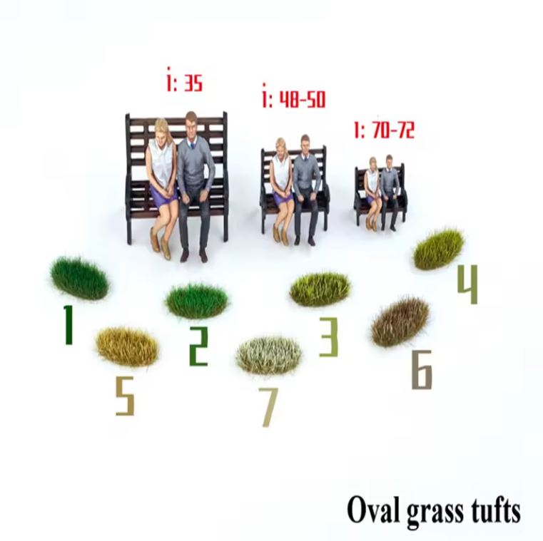Chuangyaoke - 1pk, 14 pcs, 6MM Oval Static Grass Tufts| AQ Hobbies